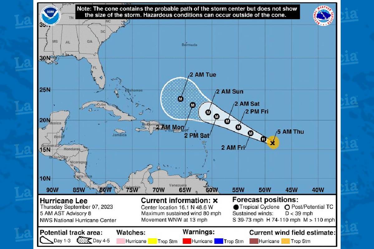 Huracán Lee hoy: dónde está, sigue su trayectoria EN VIVO - La Noticia